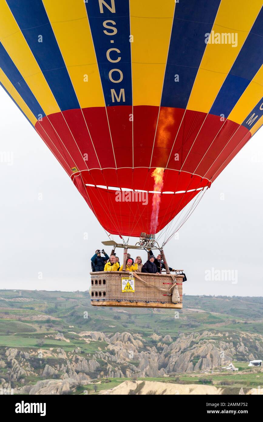 Balloon flight over ancient rock field at Cappadocia,Turkey. Cappadocia ...