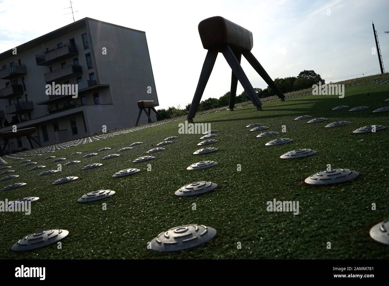 Play equipment on the playground at the "Quartiersplatz Theresienhöhe ...