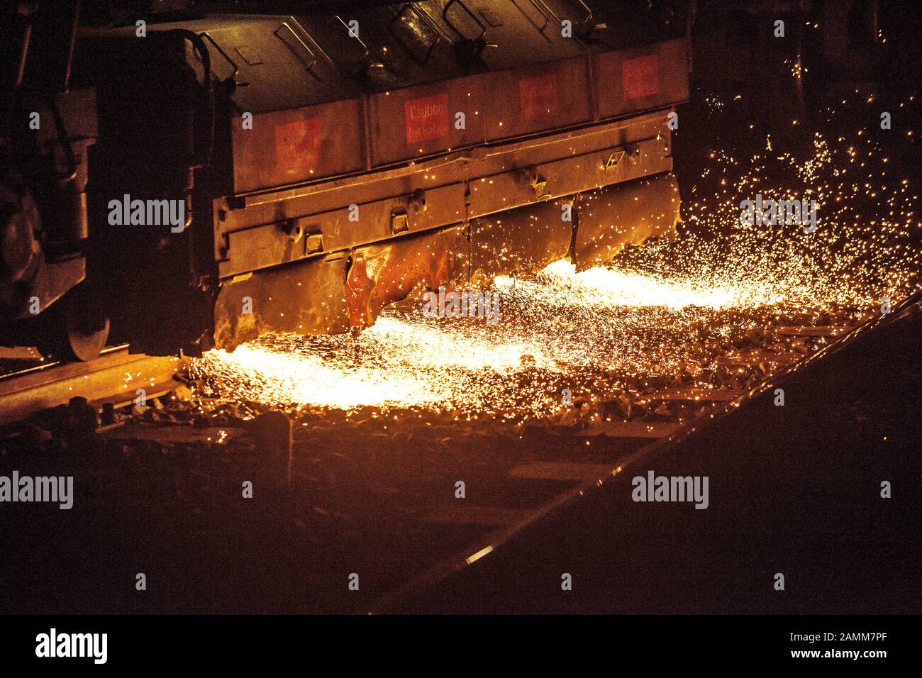 Rail grinding train on underground tracks between the stations Basler ...
