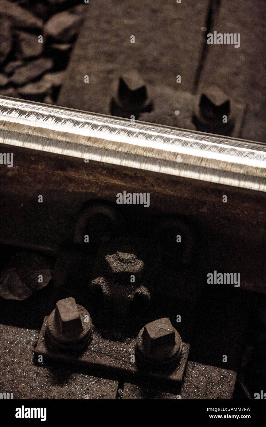 Rail grinding train on underground tracks between the stations Basler ...