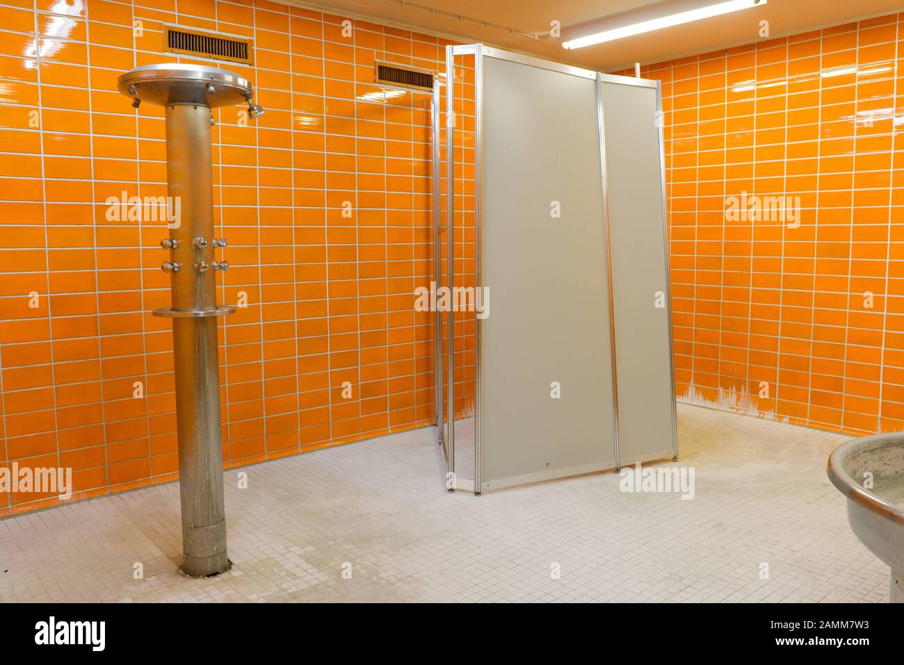 Showers in the Olympic Stadium in the Munich Olympic Park. [automated ...