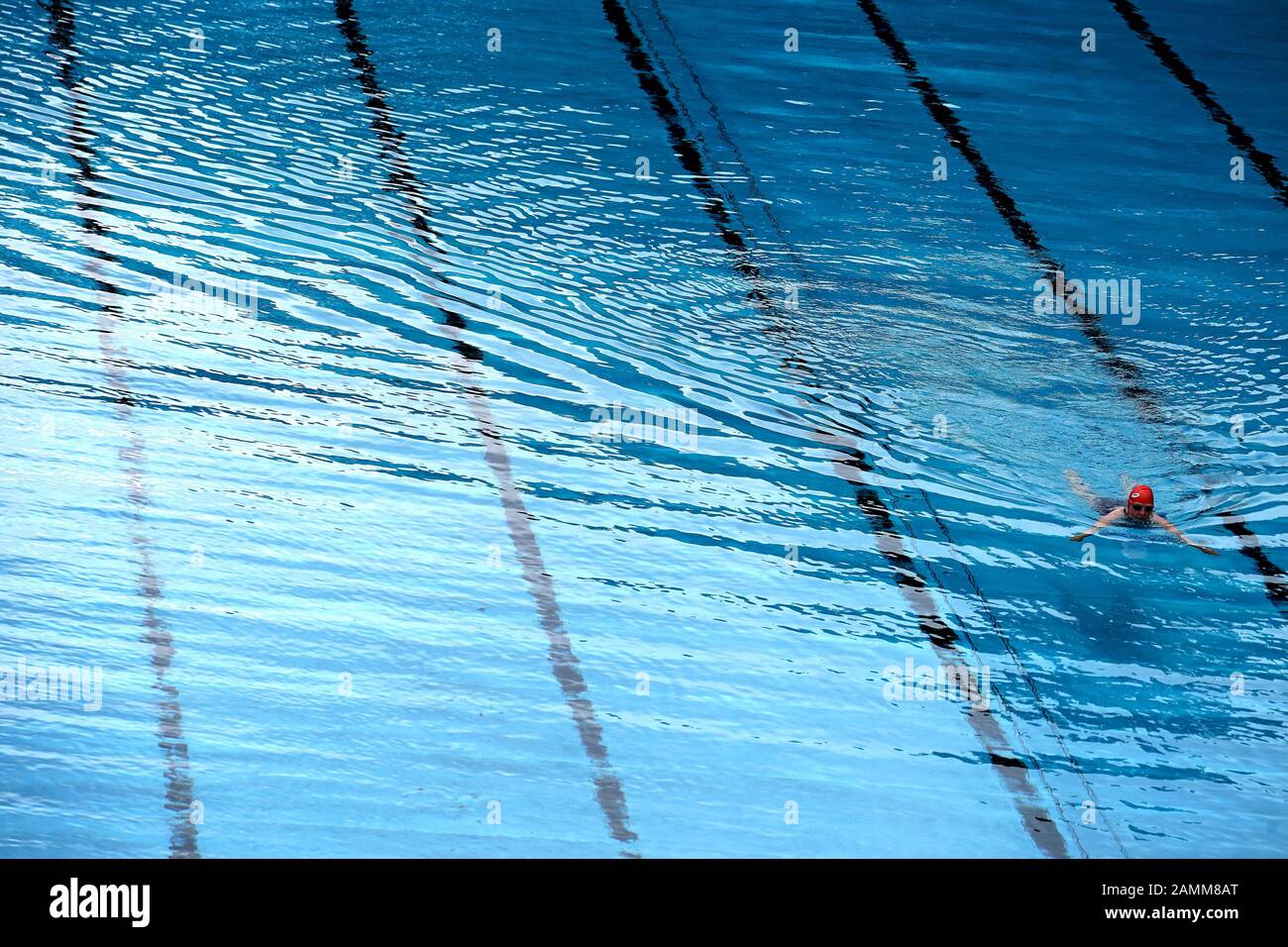 Swimmer in the outdoor pool at the Michaelibad in the district of ...