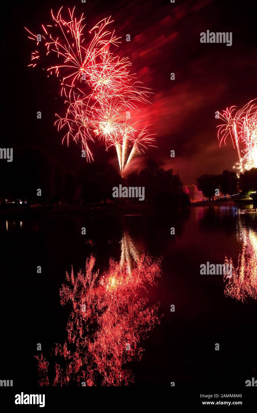 Fireworks at the Olympic Lake at the Munich Midsummer Night's Dream in ...