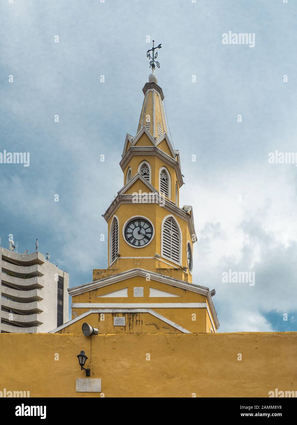 Clock tower in Cartagena de Indias - Colombia Stock Photo - Alamy