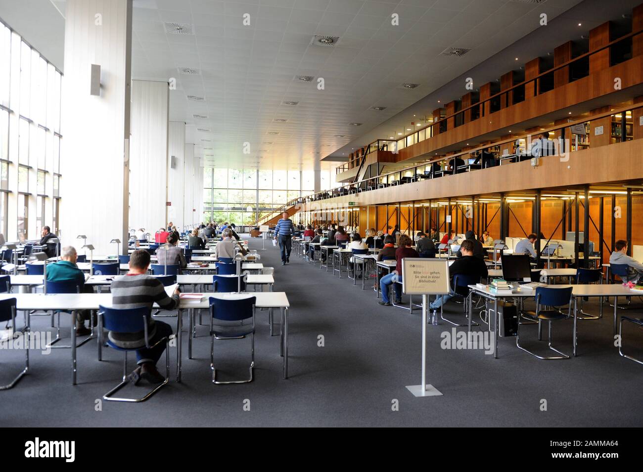 Large reading room in the Bavarian State Library on Ludwigstrasse in ...