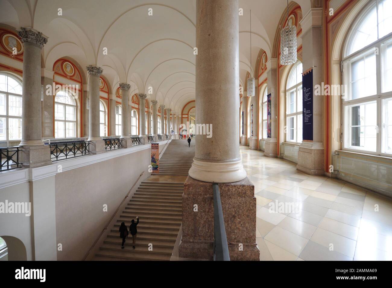 Staircase in the Bavarian State Library on Ludwigstraße in Maxvorstadt ...