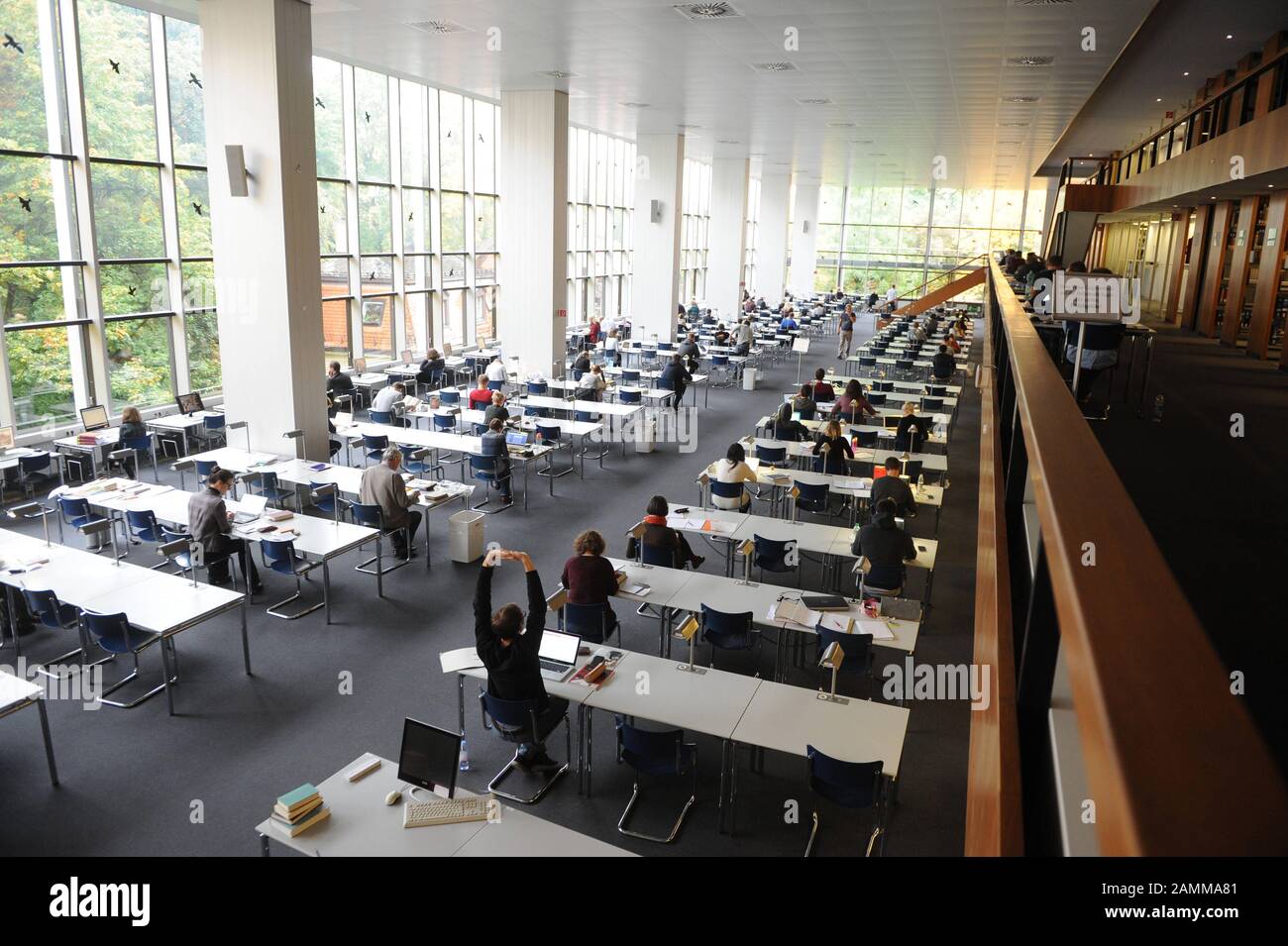 Large reading room in the Bavarian State Library on Ludwigstrasse in ...