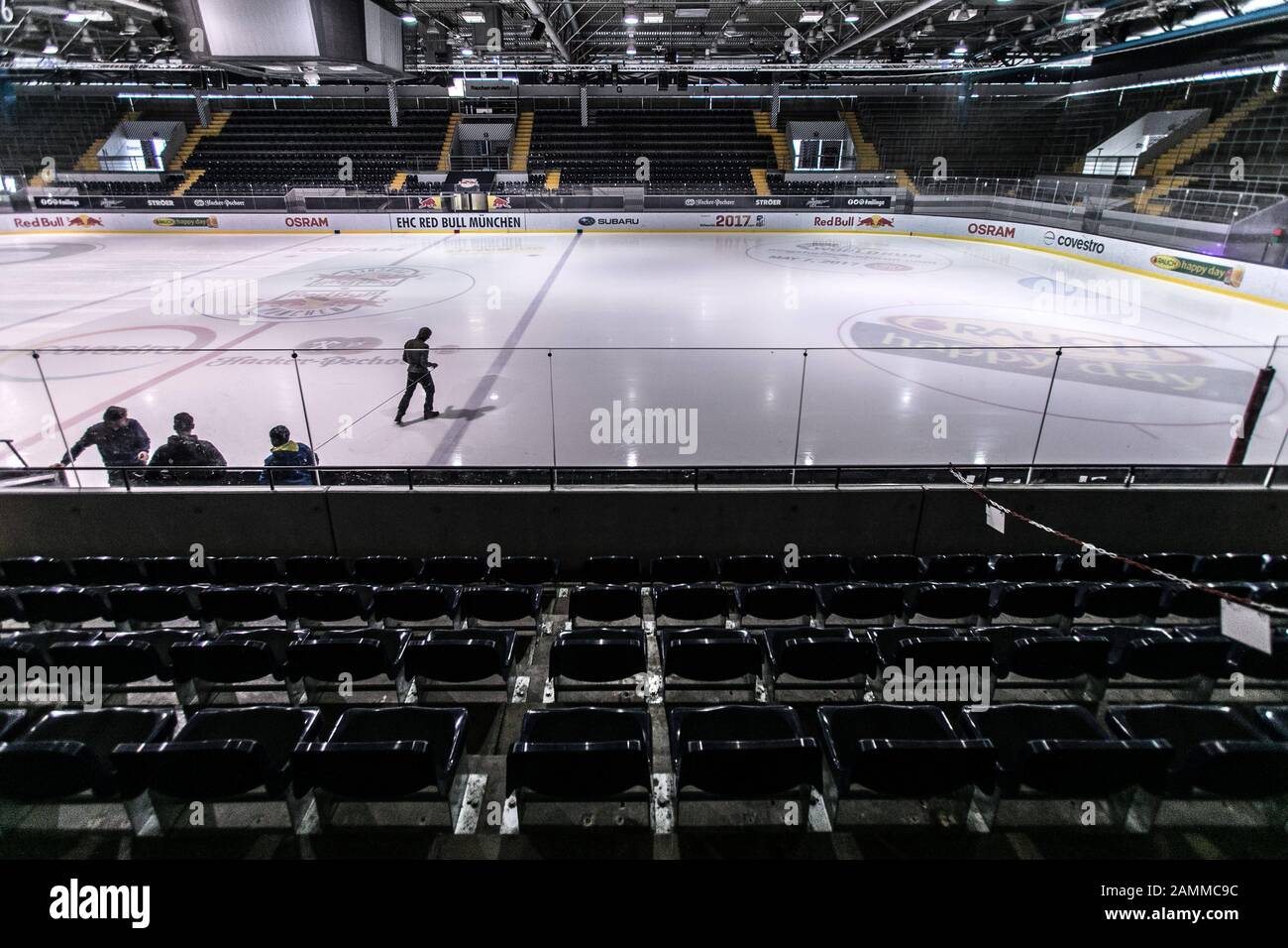 Spectator terraces and ice rink in the Olympic Ice Sports Centre in the ...