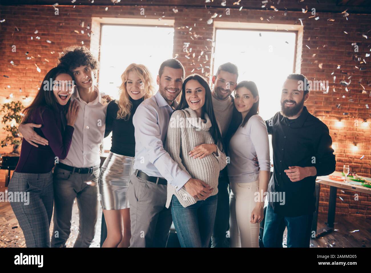 Photo of best friends celebrating surprise baby born occasion party ...