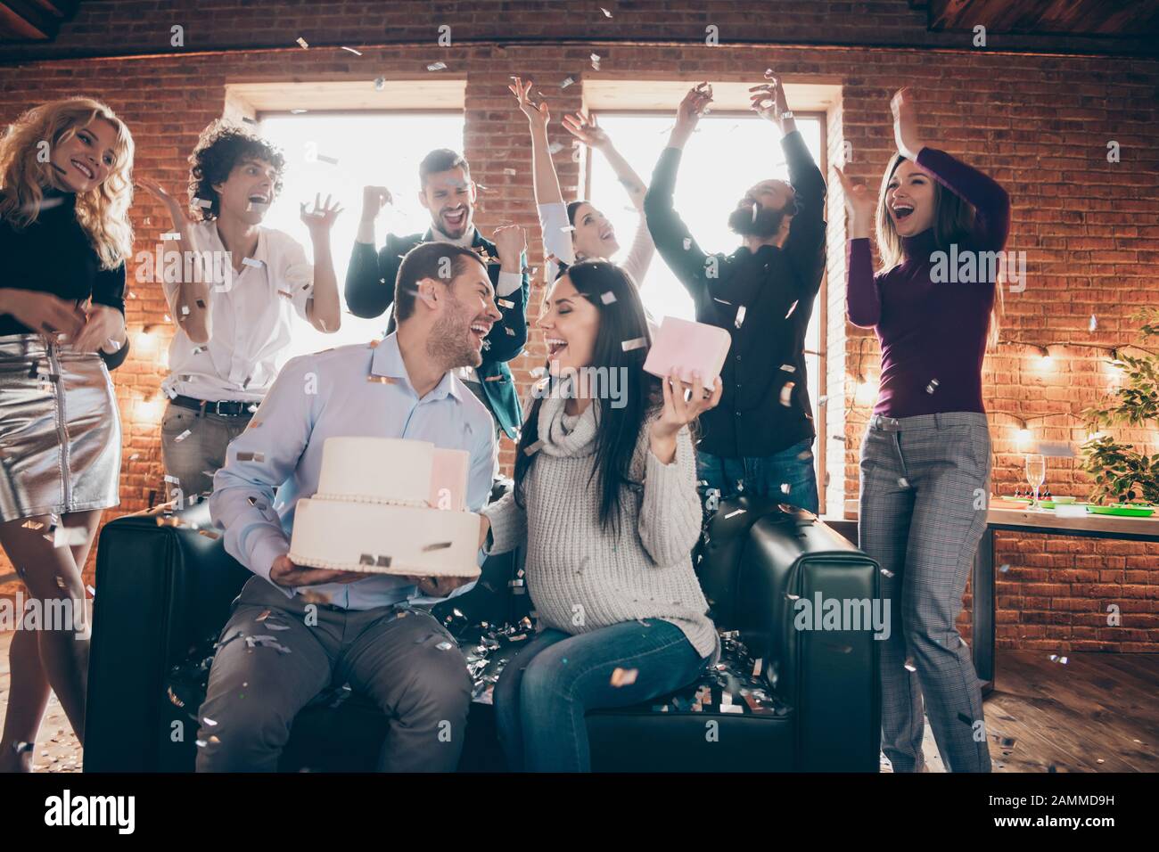Gathering party sit sofa hi-res stock photography and images - Alamy