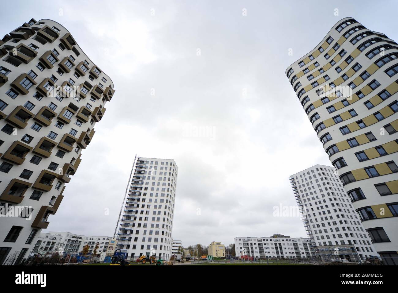 Modern high-rise residential buildings in the new development area on ...
