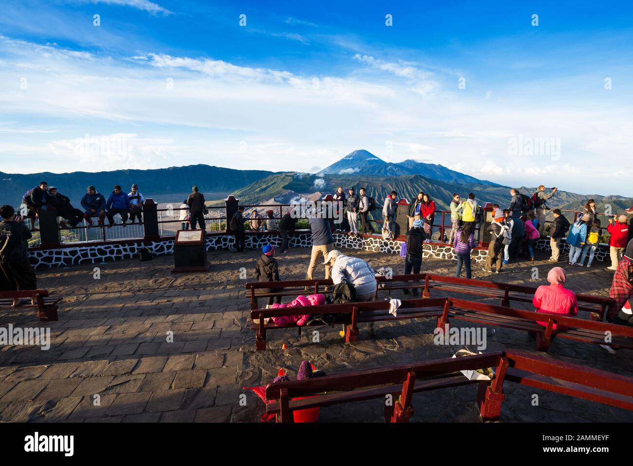 Tourists at viewpoint on Mount Penanjakan,The best views for Mount ...