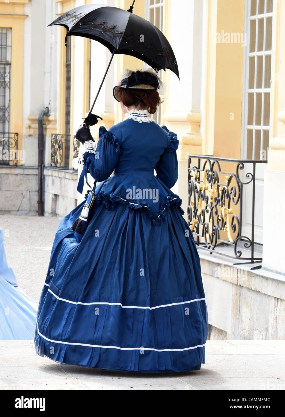 Costumed lady at the horse and carriage gala in the Schleißheim castle ...
