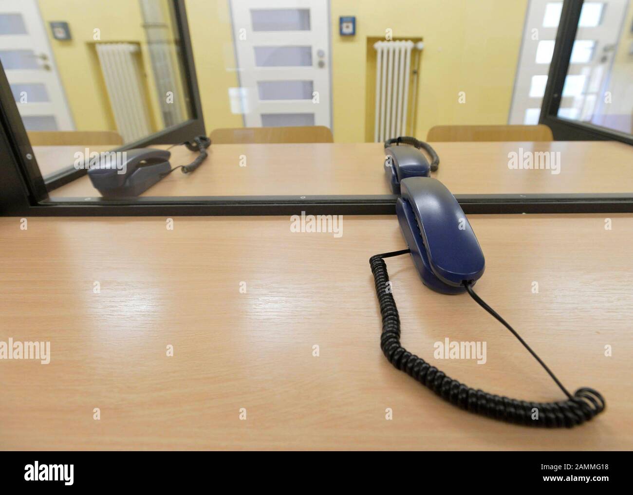 Visitor booths with telephone in the Stadelheim JVA in Munich ...