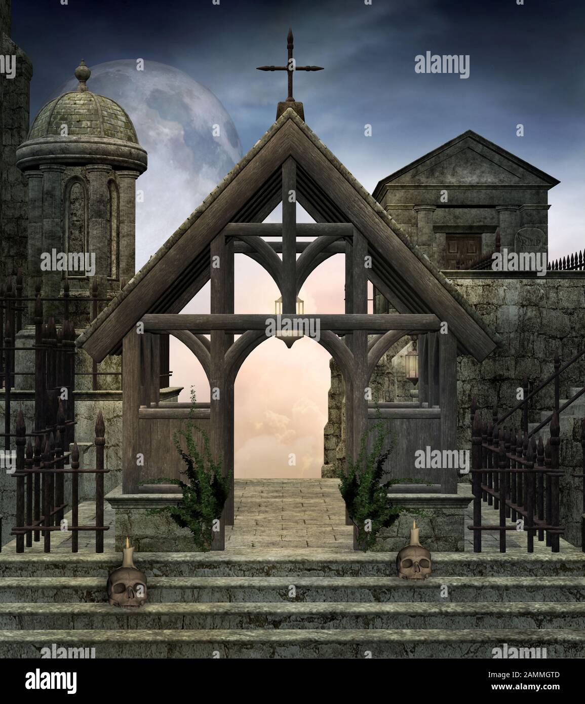 Gothic gate to cemetery hi-res stock photography and images - Alamy