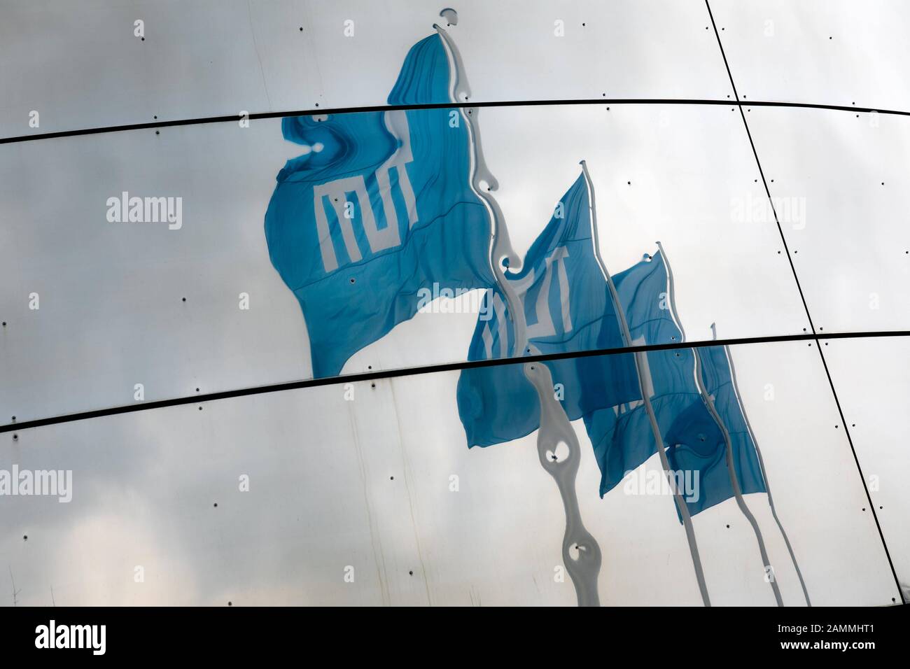 Flags reflected in the facade of the Faculty of Mathematics and ...