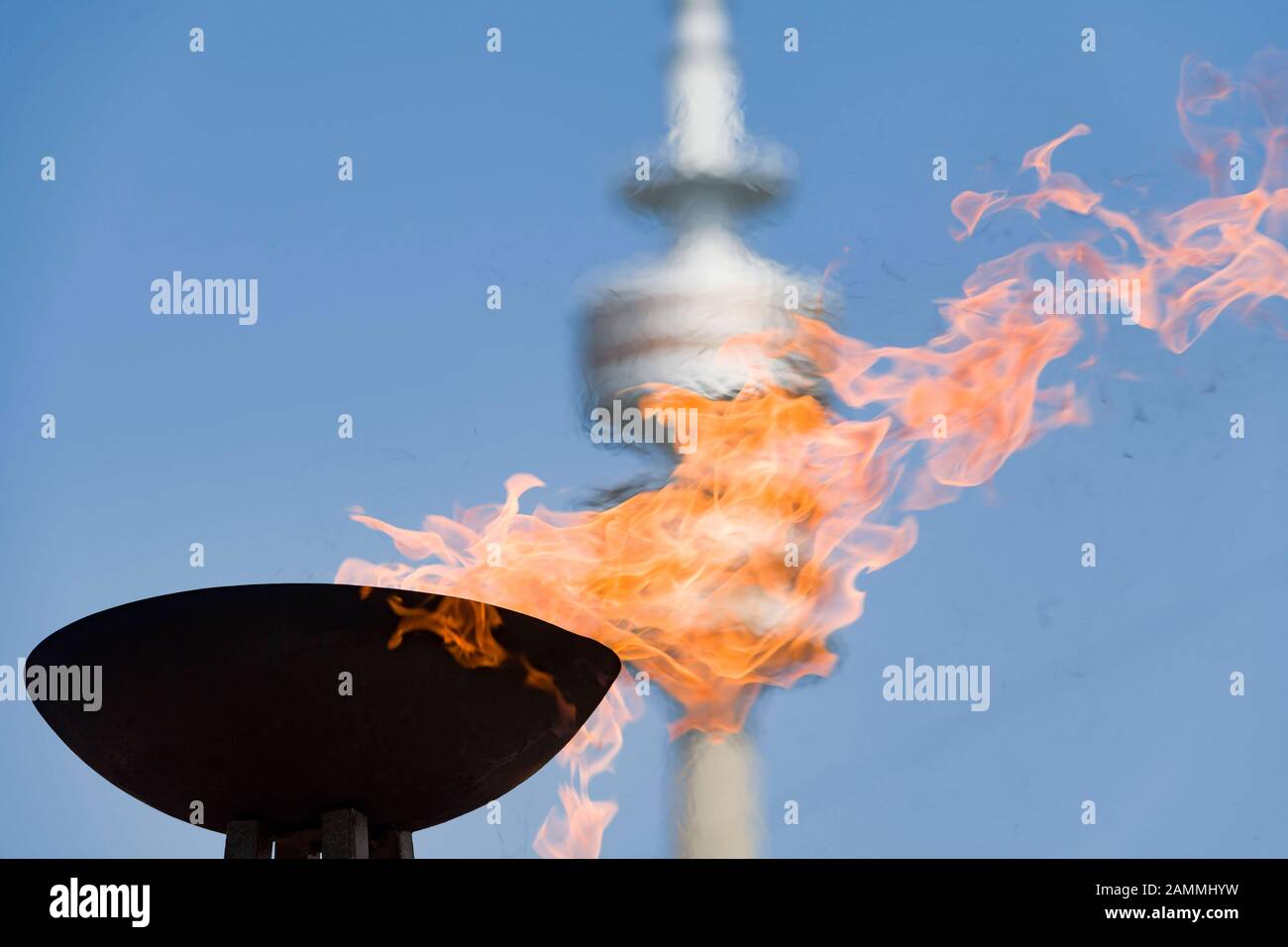 Olympic fire at the 14th City Olympics for young athletes between the ...