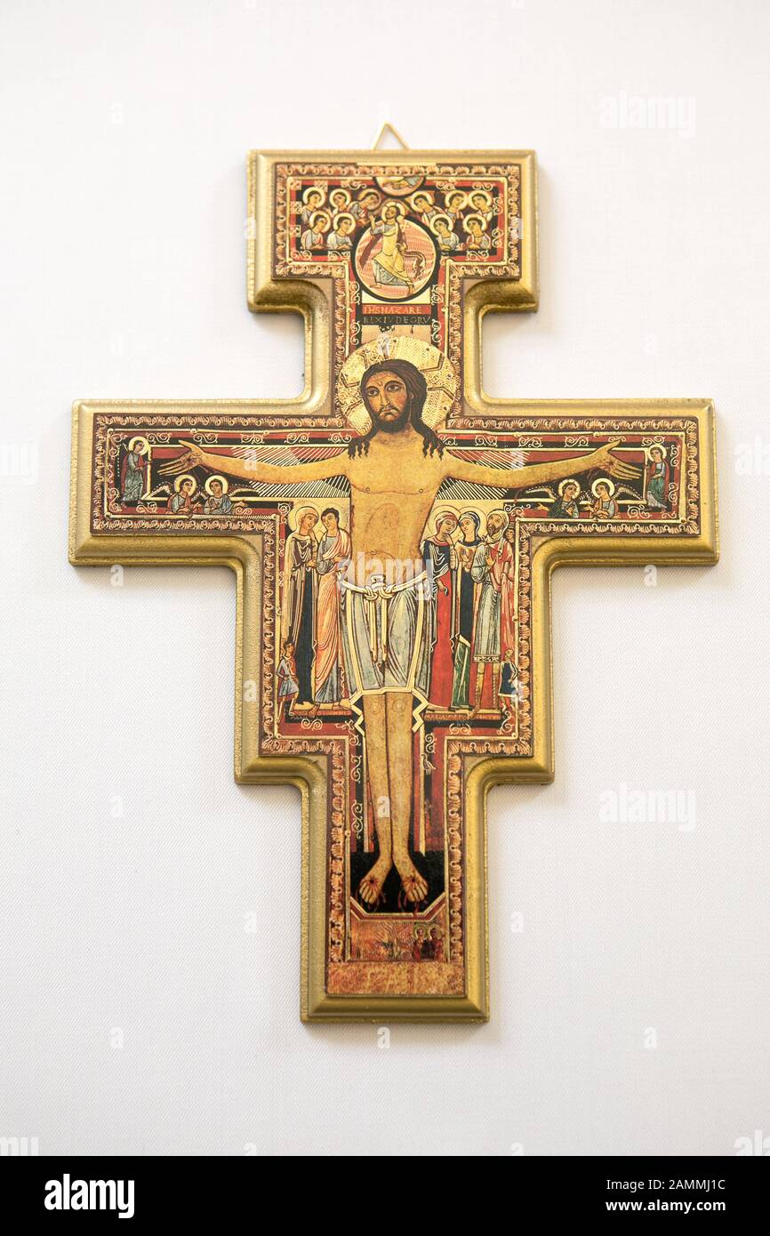 Christian wall cross, taken in a shop for church supplies in Munich ...