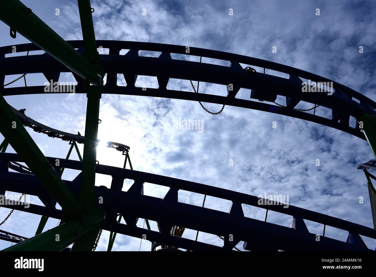 Construction of the Alpina roller coaster for the Oktoberfest on the ...