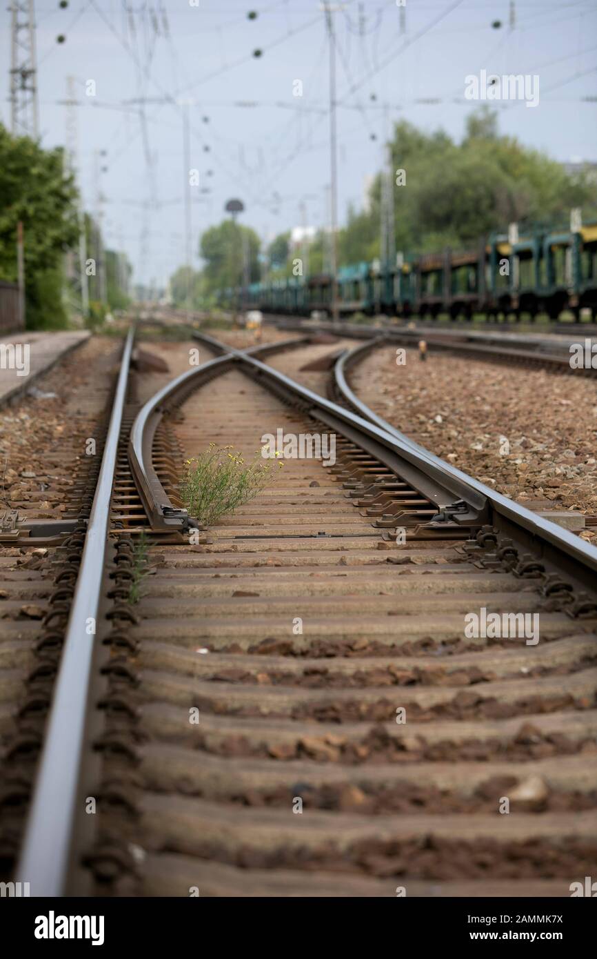 Empty car train on the DB Nordring at Schleißheimer Straße. [automated ...