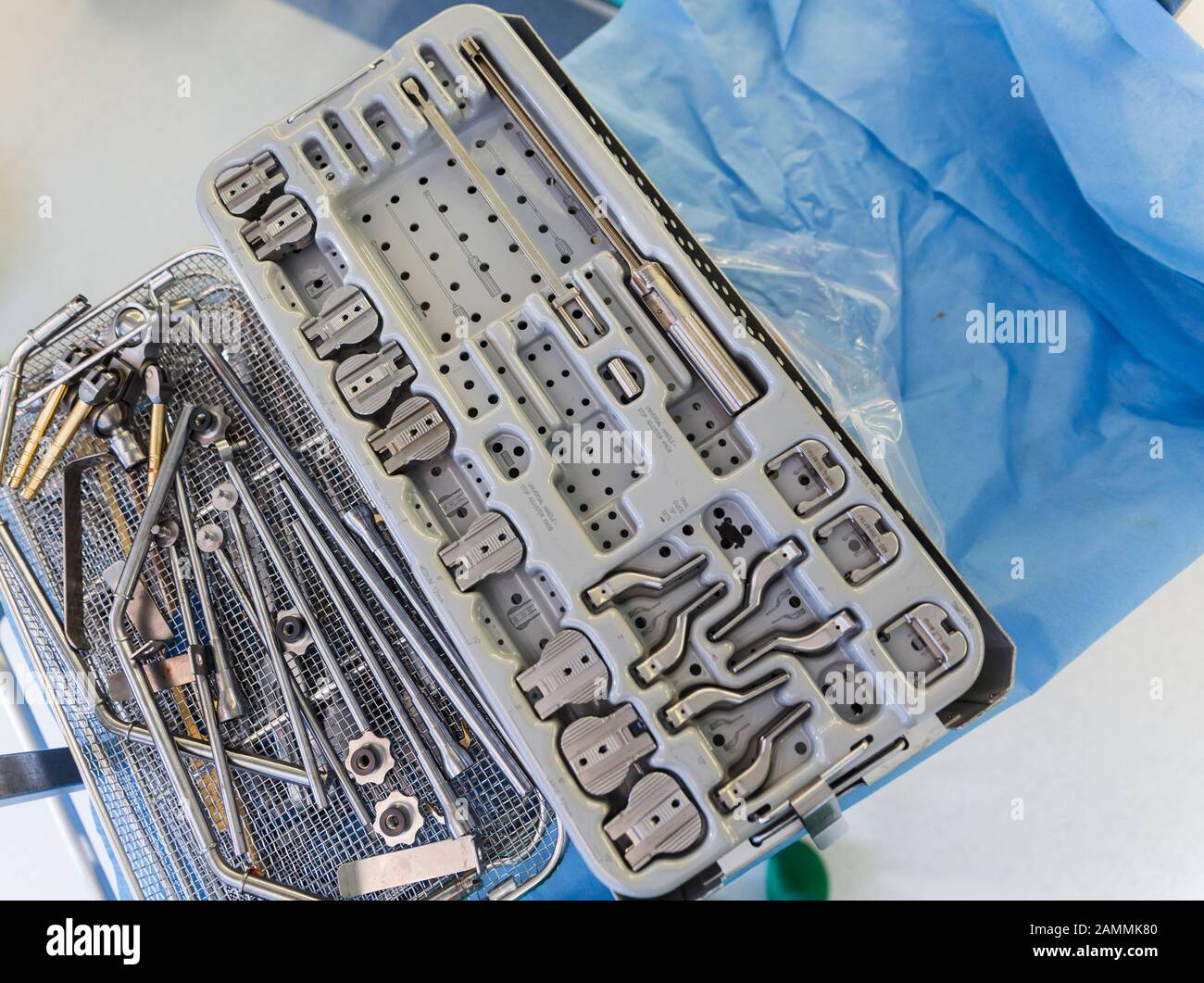 Surgical instruments in the operating room of a hospital. [automated ...