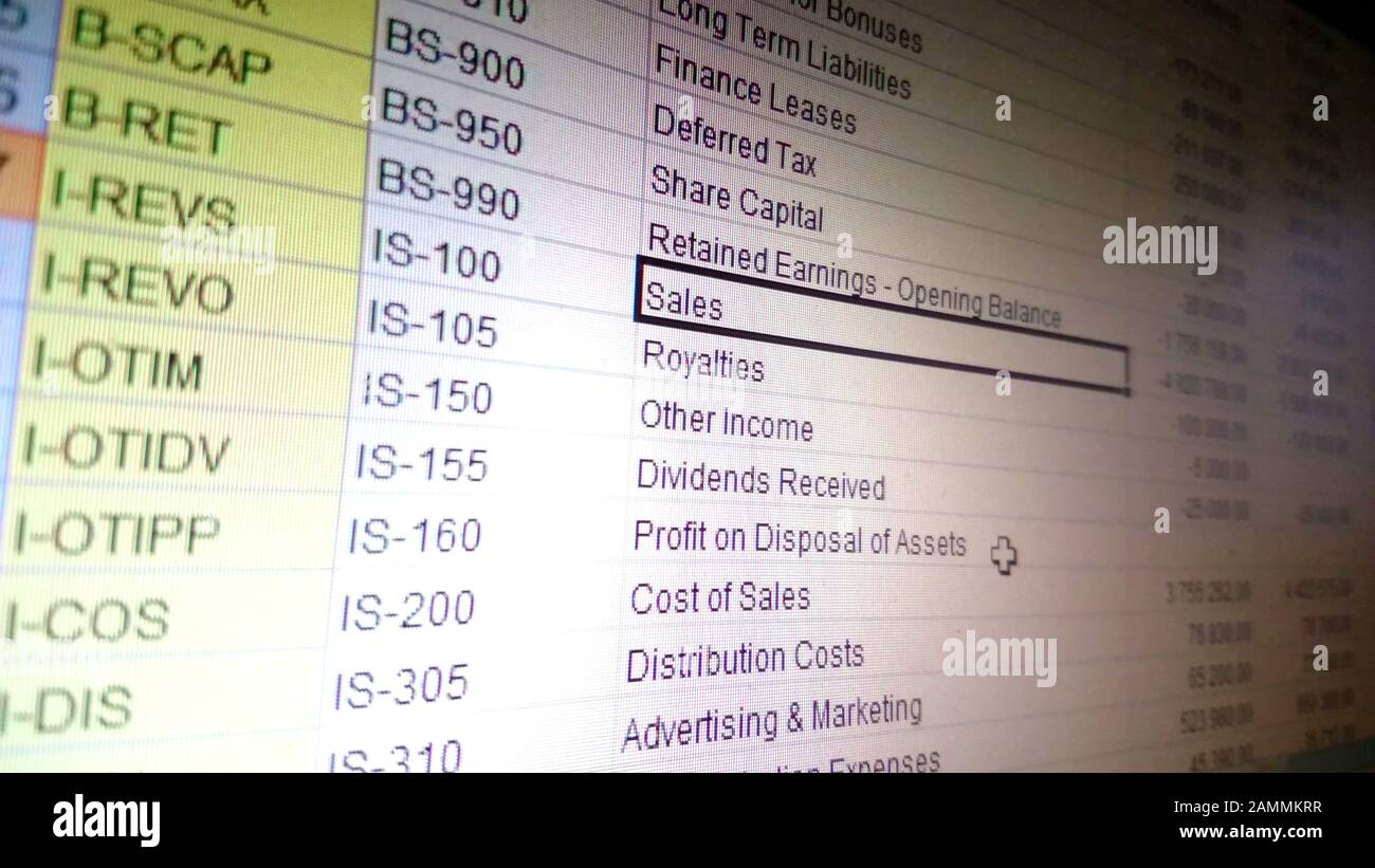 Accounting data processing in excel spreadsheet, finance report sales ...