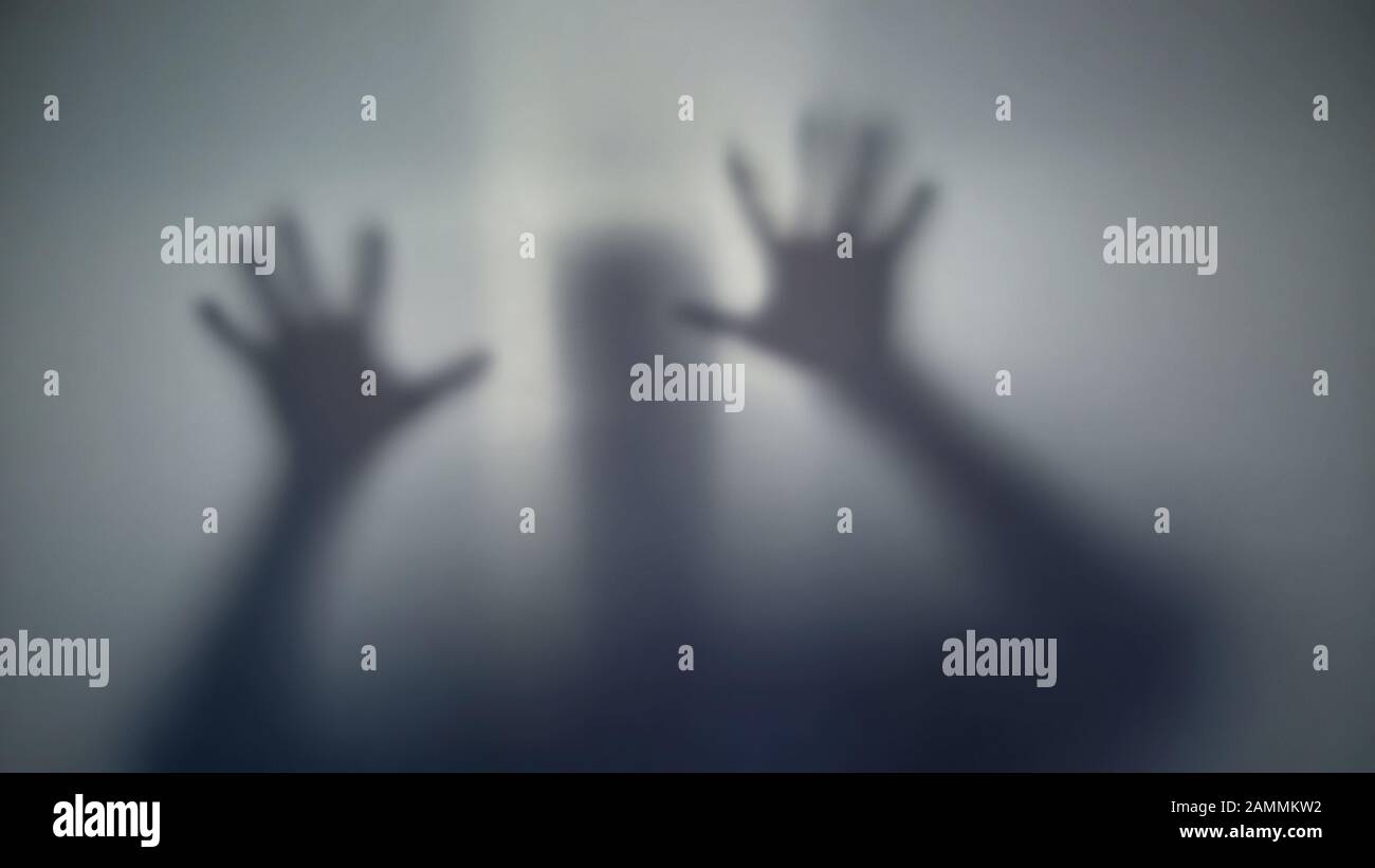 Silhouette of person asking of help, scary supernatural alien, strange ...