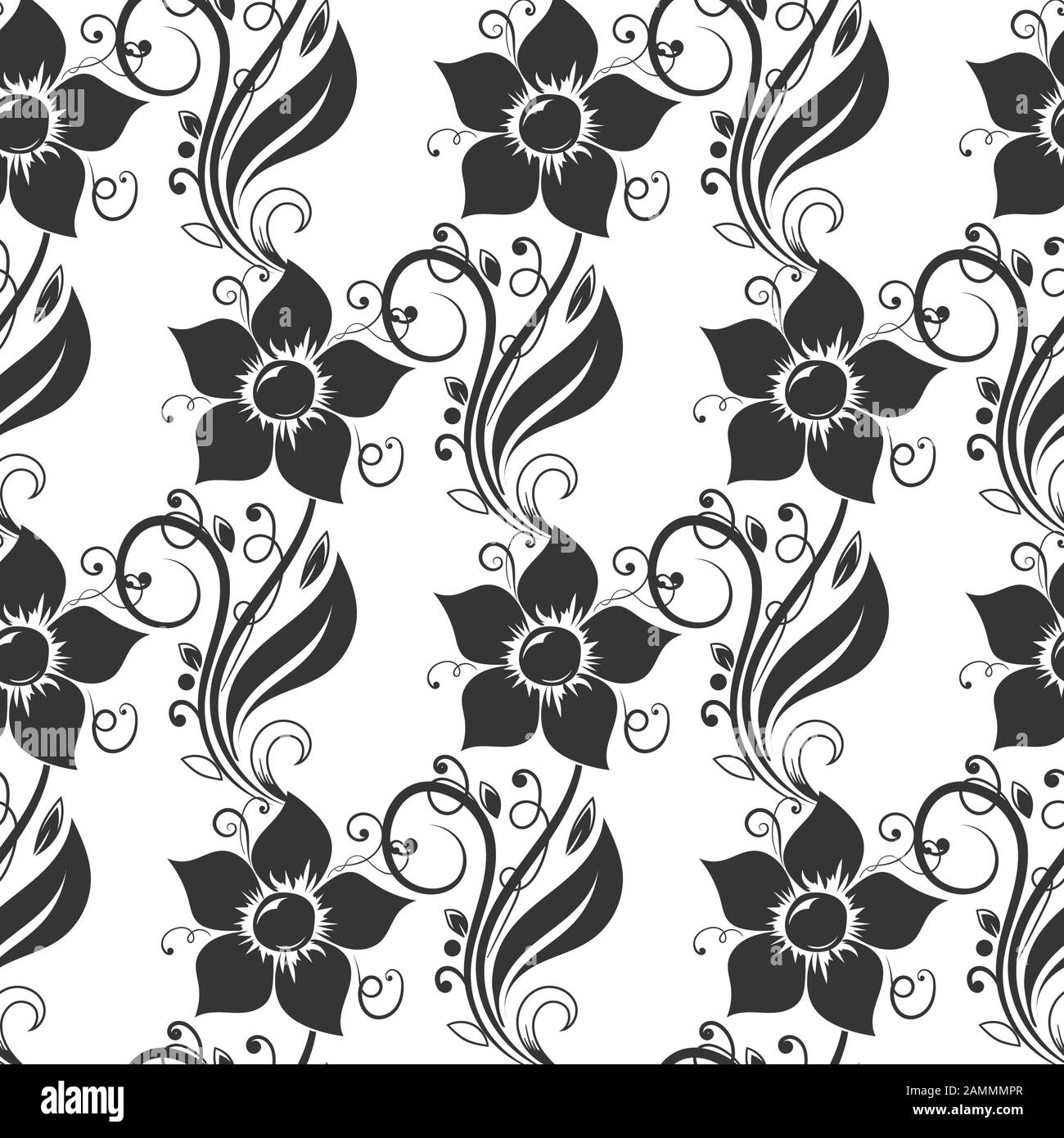 Flower design. Decorative floral seamless pattern Stock Vector Image ...