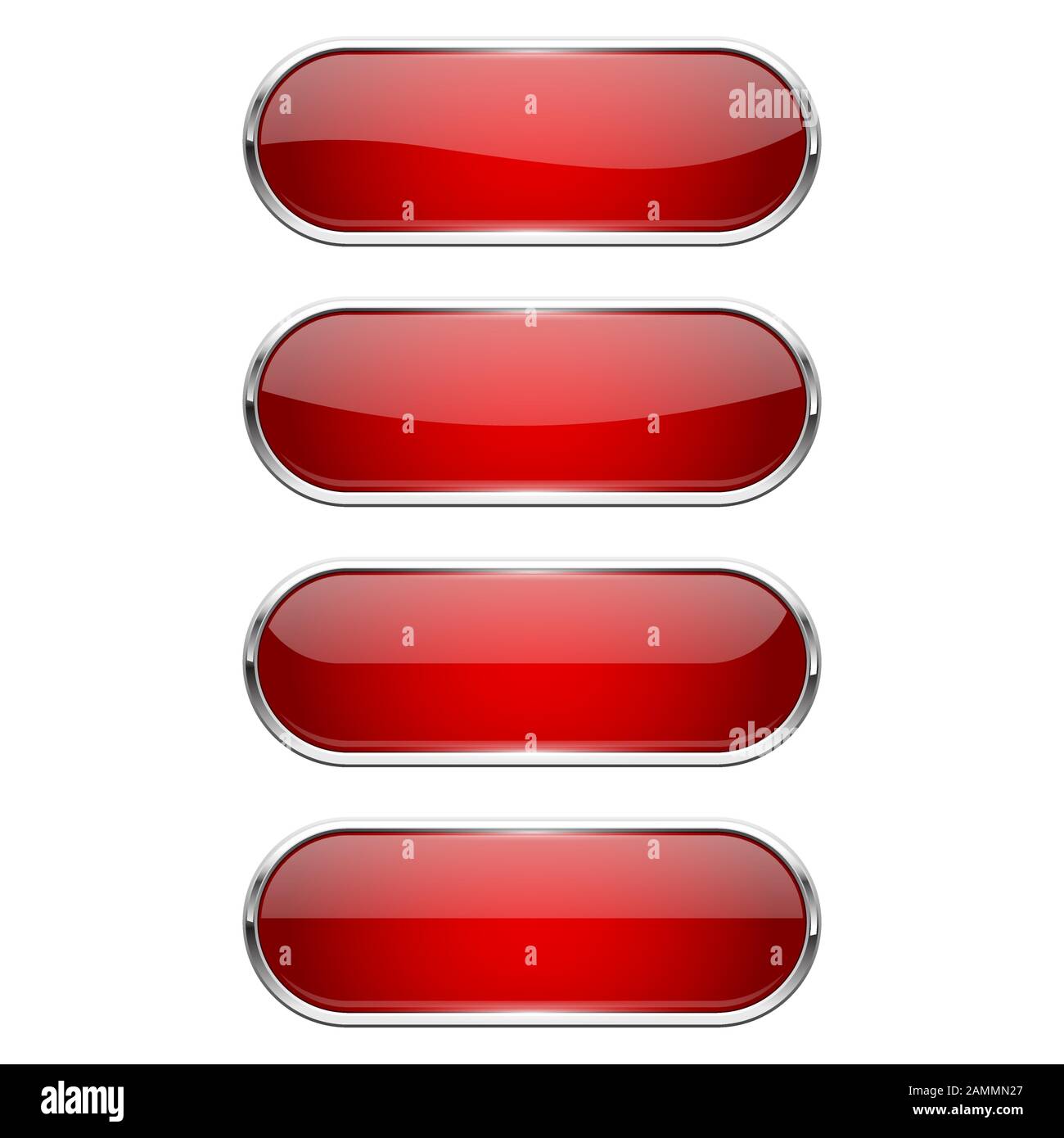 Web buttons. Red shiny oval icons with chrome frame Stock Vector Image ...