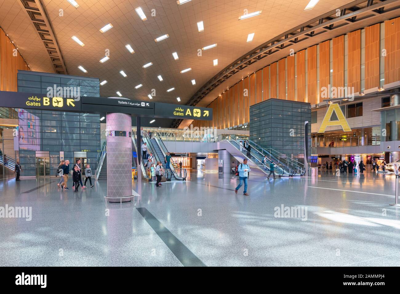 DOHA, QATAR - APR7, 2018: Interior of Hamad International Airport on ...