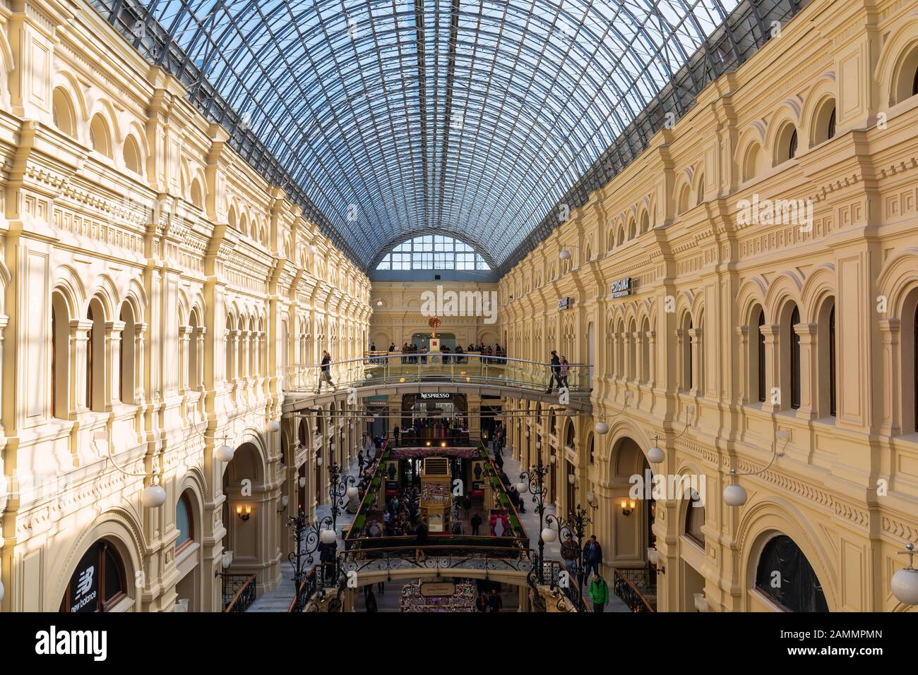 MOSCOW, RUSSIA-APR9, 2018:Interior of GUM department store shopping ...