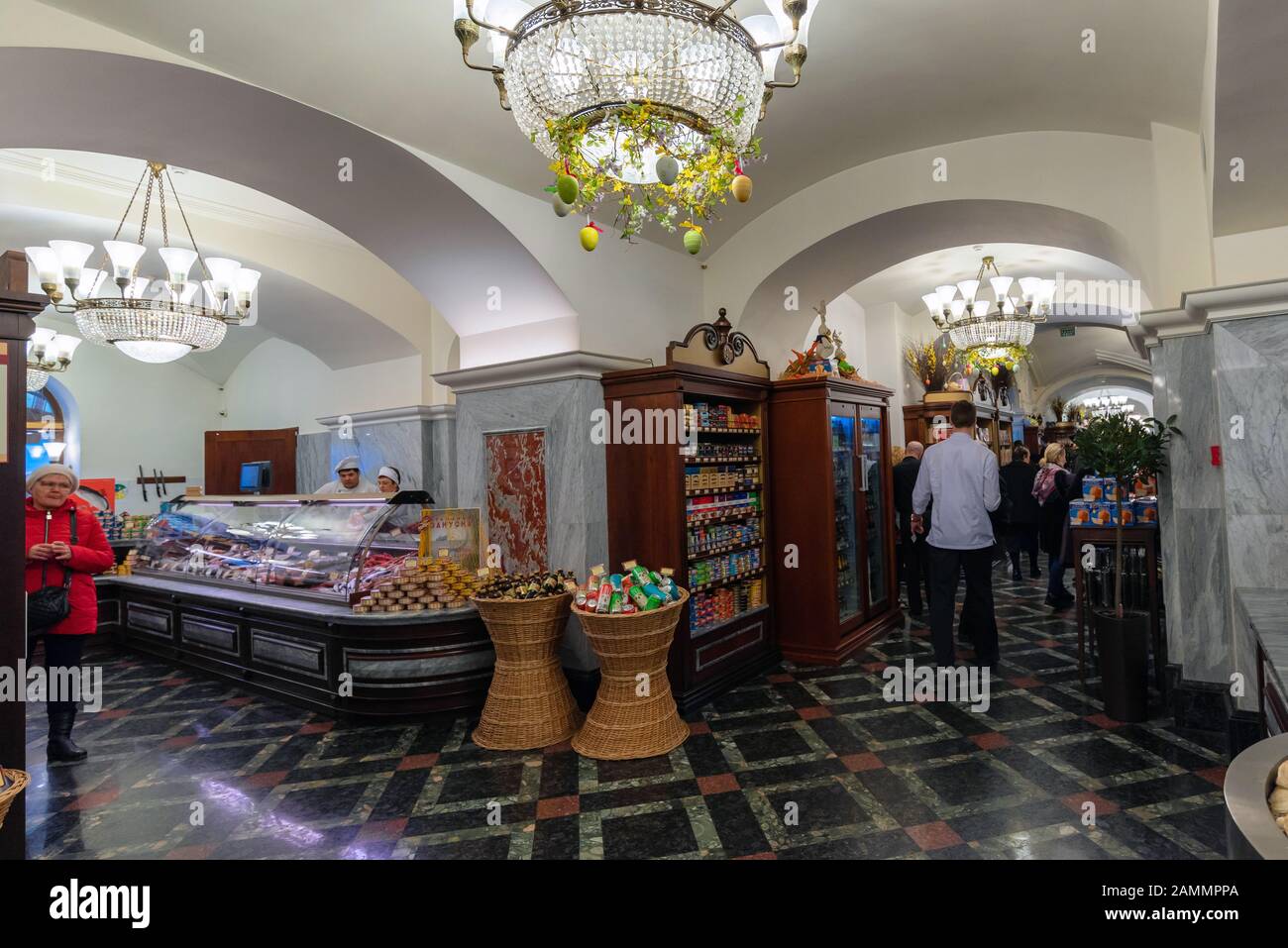 Tourists inside super market in GUM department store shopping mall at ...