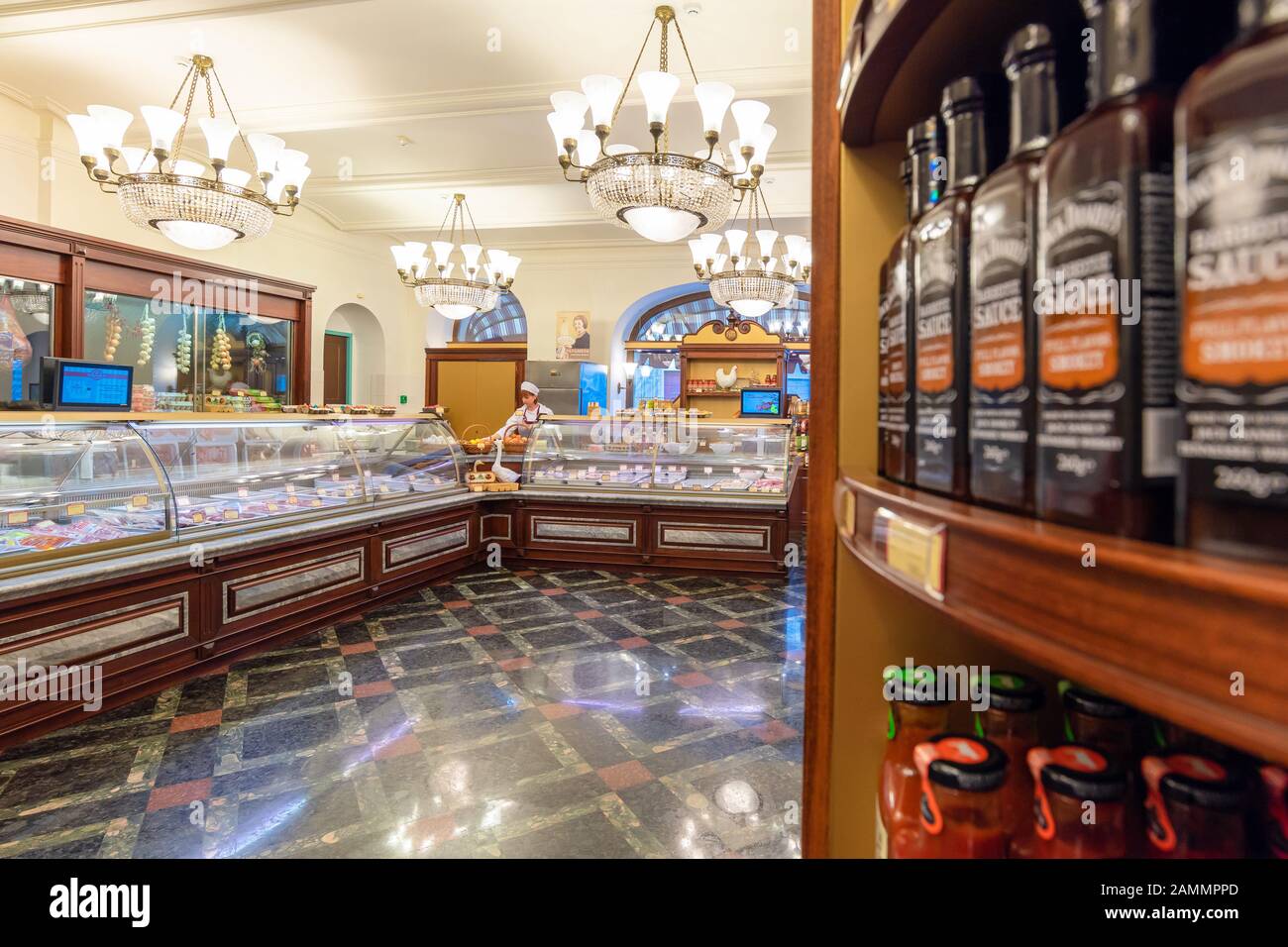 Tourists inside super market in GUM department store shopping mall at ...