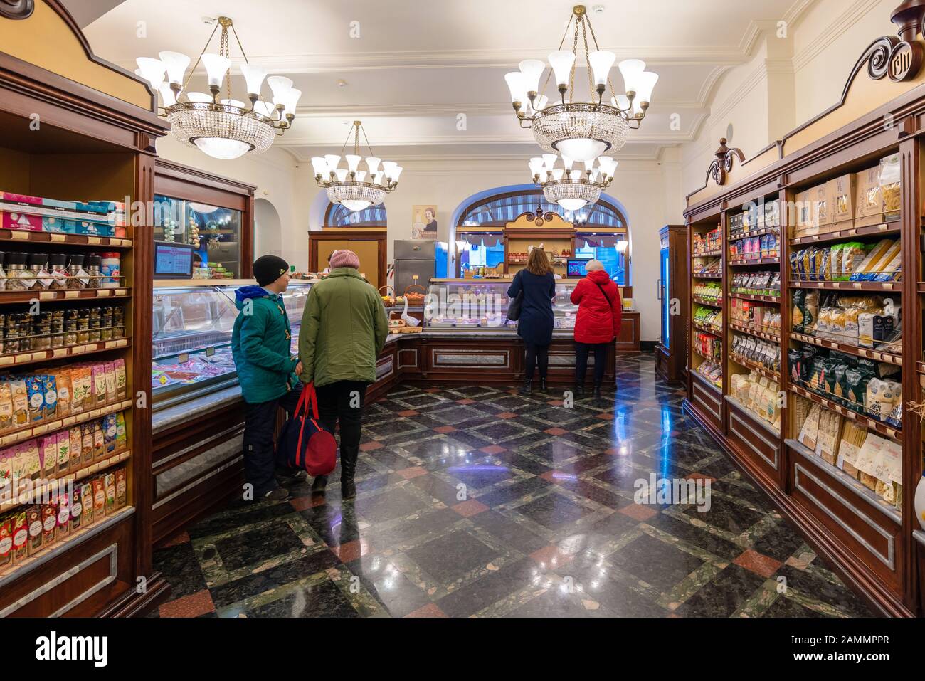 Tourists inside super market in GUM department store shopping mall at ...