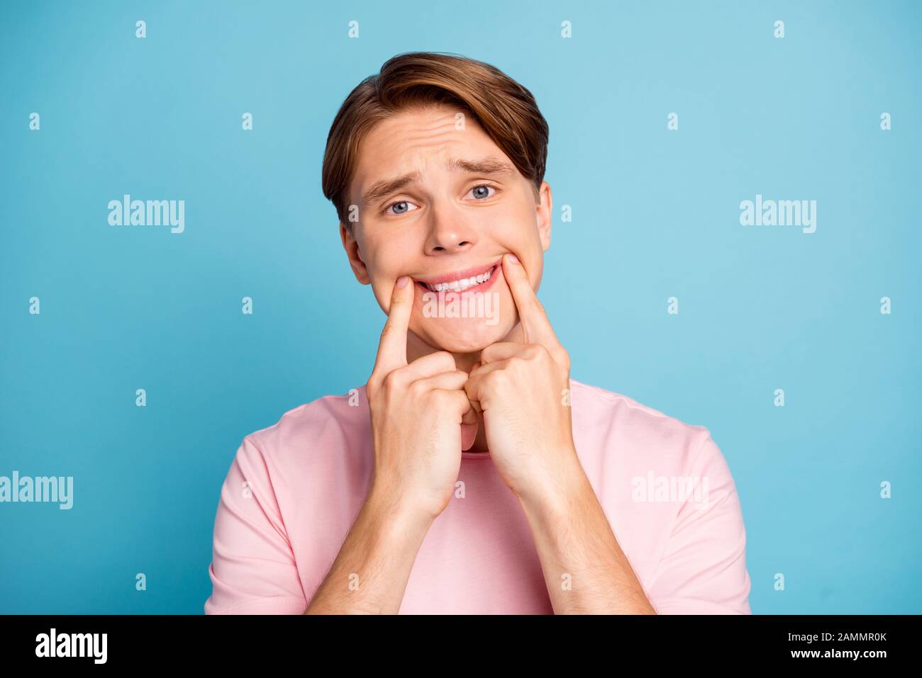 Pretend smile teeth portrait hi-res stock photography and images - Alamy