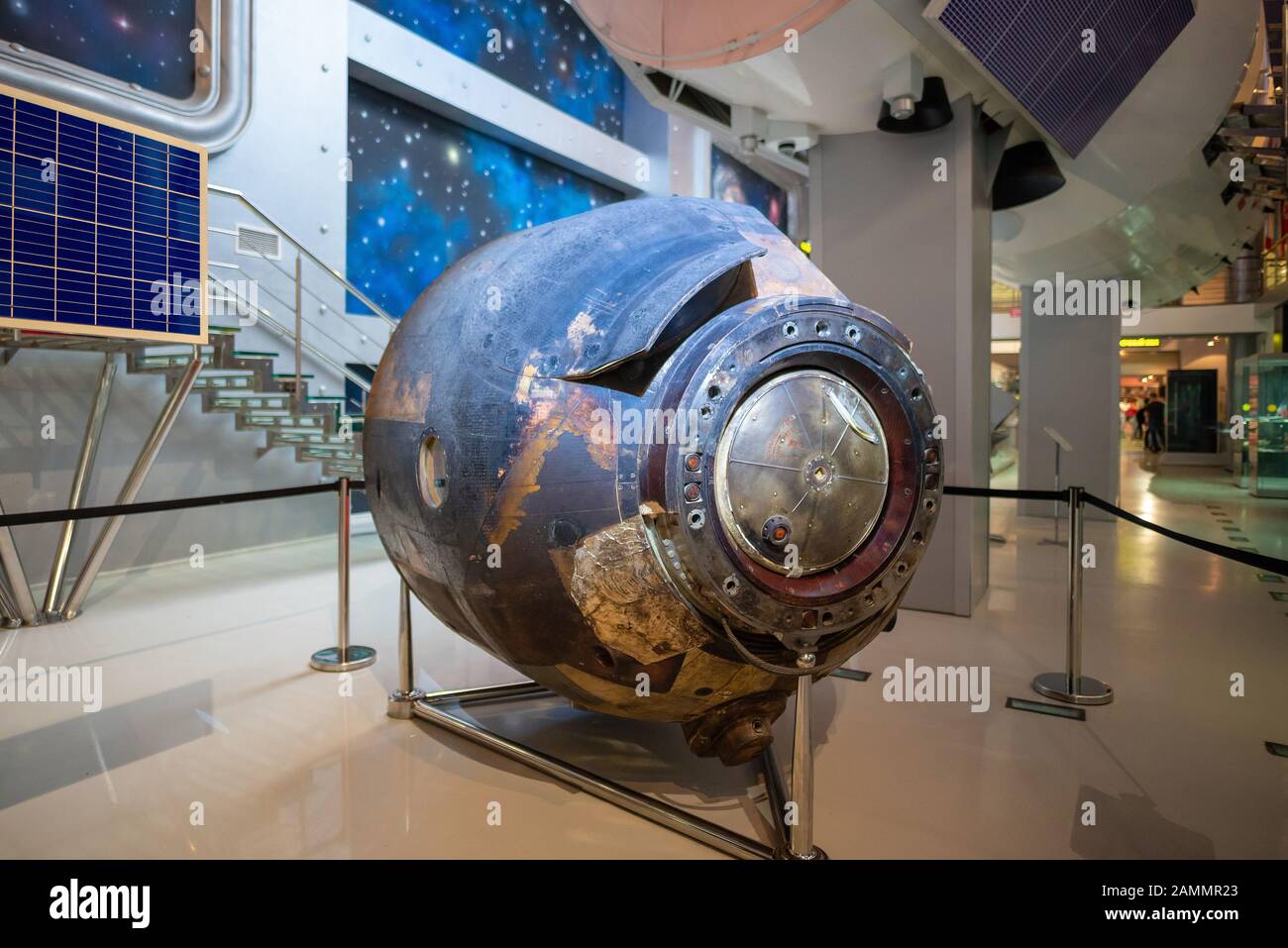 Satellite module details on display inside of Museum of Cosmonautics on ...