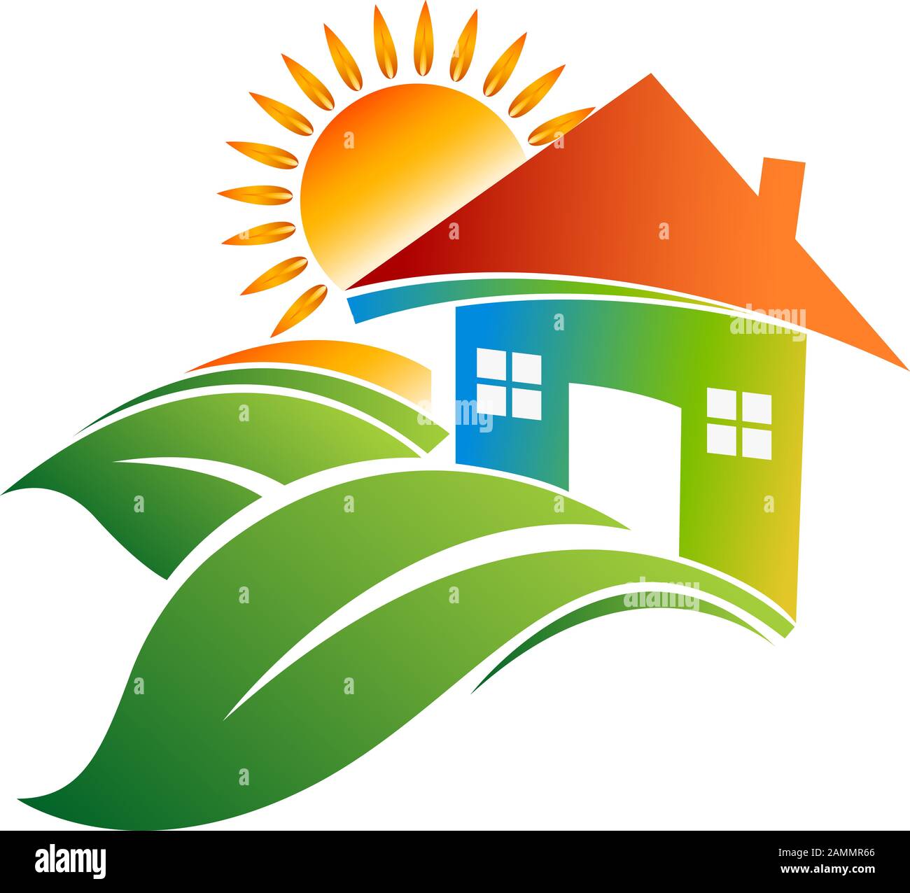 Leaf home logo Stock Photo - Alamy