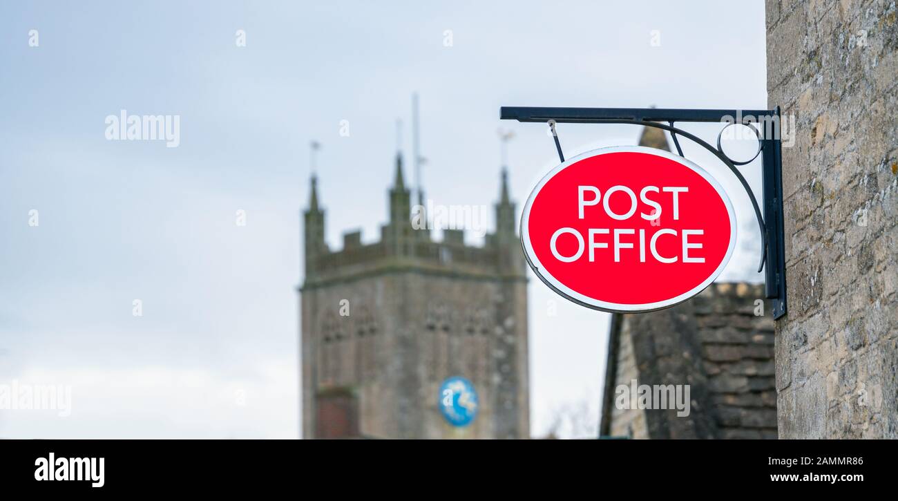 Post Office sign in rural location, England, United kingdom Stock Photo ...