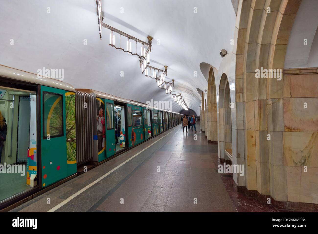 Moscow, Russia-APR8,2018 : Train arrived platform of metro station on ...