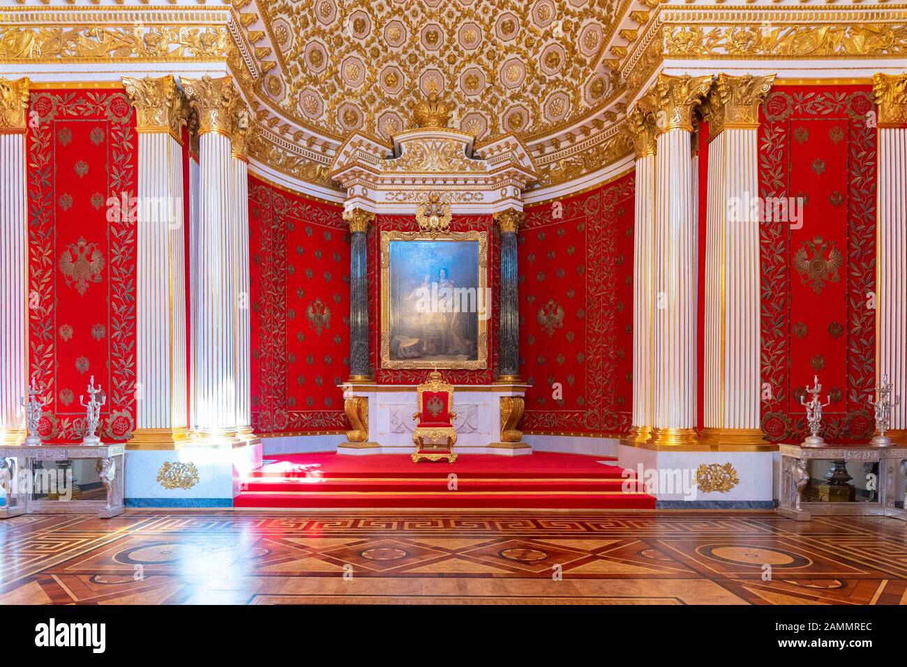 The interior of the Petrovsky Small Throne Hall in the State Hermitage ...