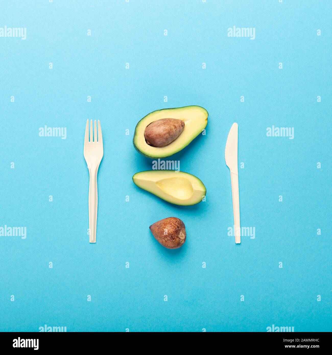 Steps of getting bioplastic disposable tableware of avocado seeds Stock ...