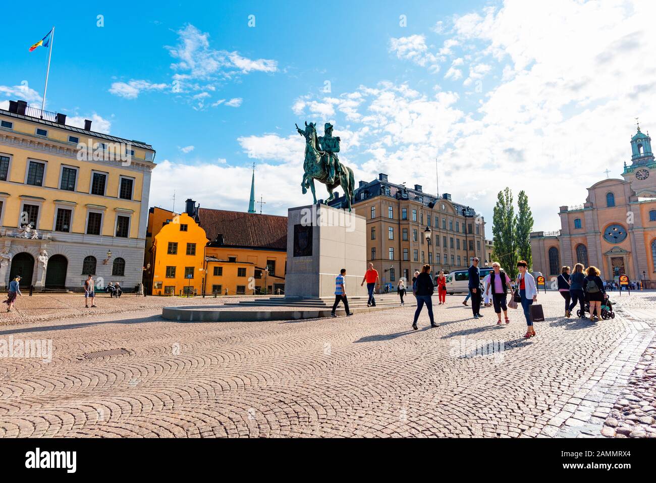 STOCKHOLM,SWEDEN-JULY13,2019: Tourists at Slottsbacken near the ...