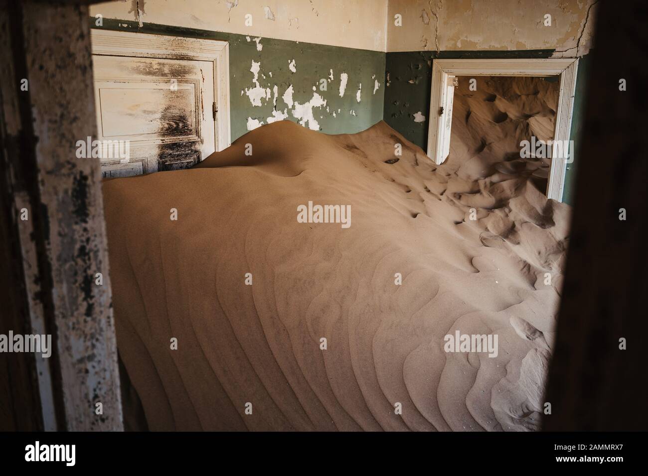 desert sand has invaded and taken over these rooms in Kolmanskoppe ...