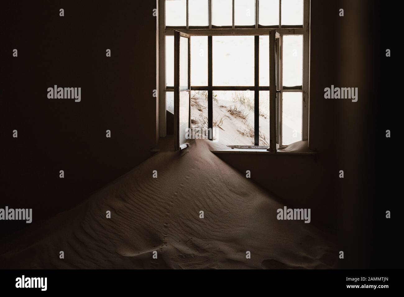 desert sand has invaded and taken over these rooms in Kolmanskoppe ...