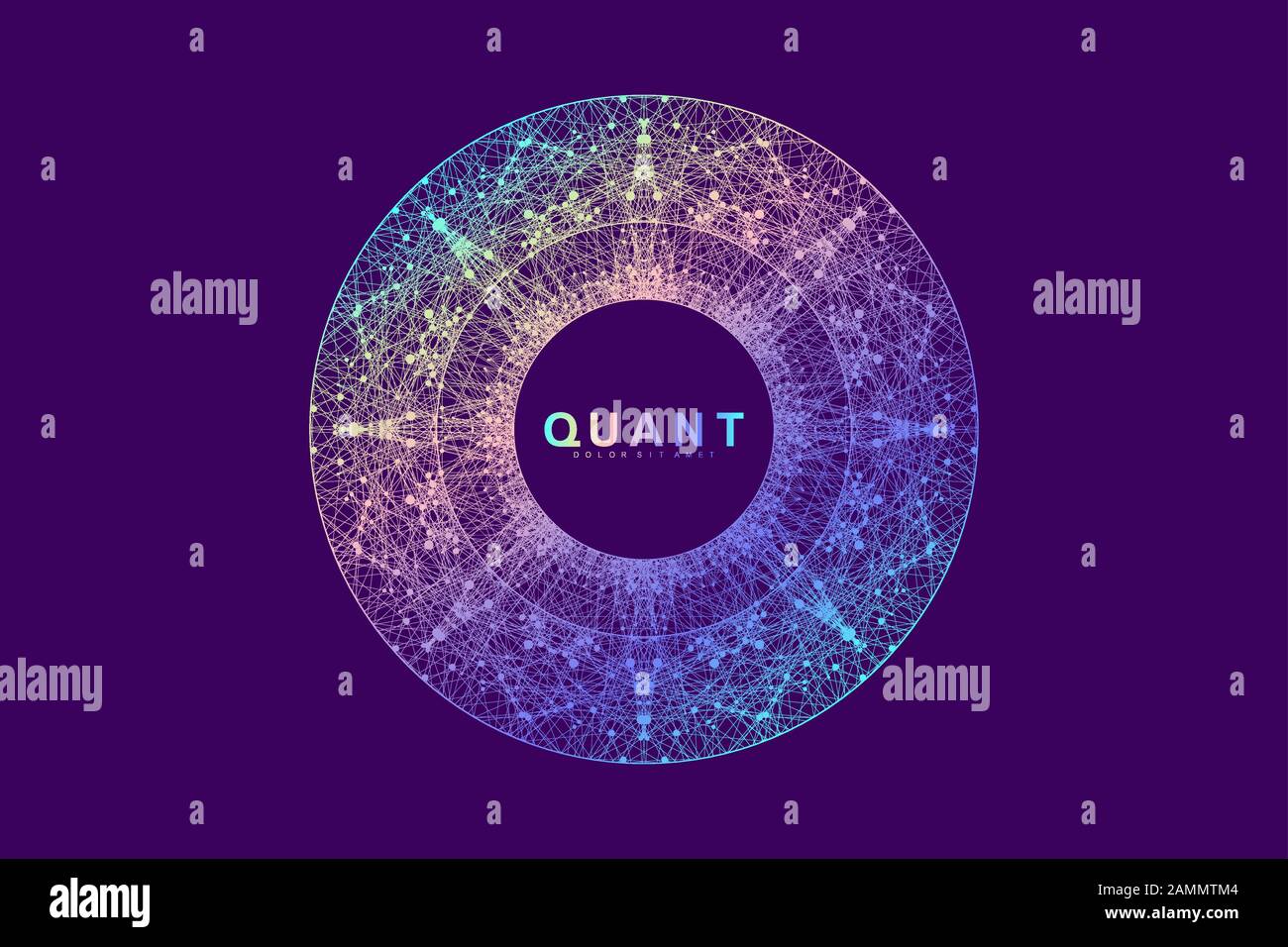 Scientific vector illustration quantum computer technology. Plexus ...