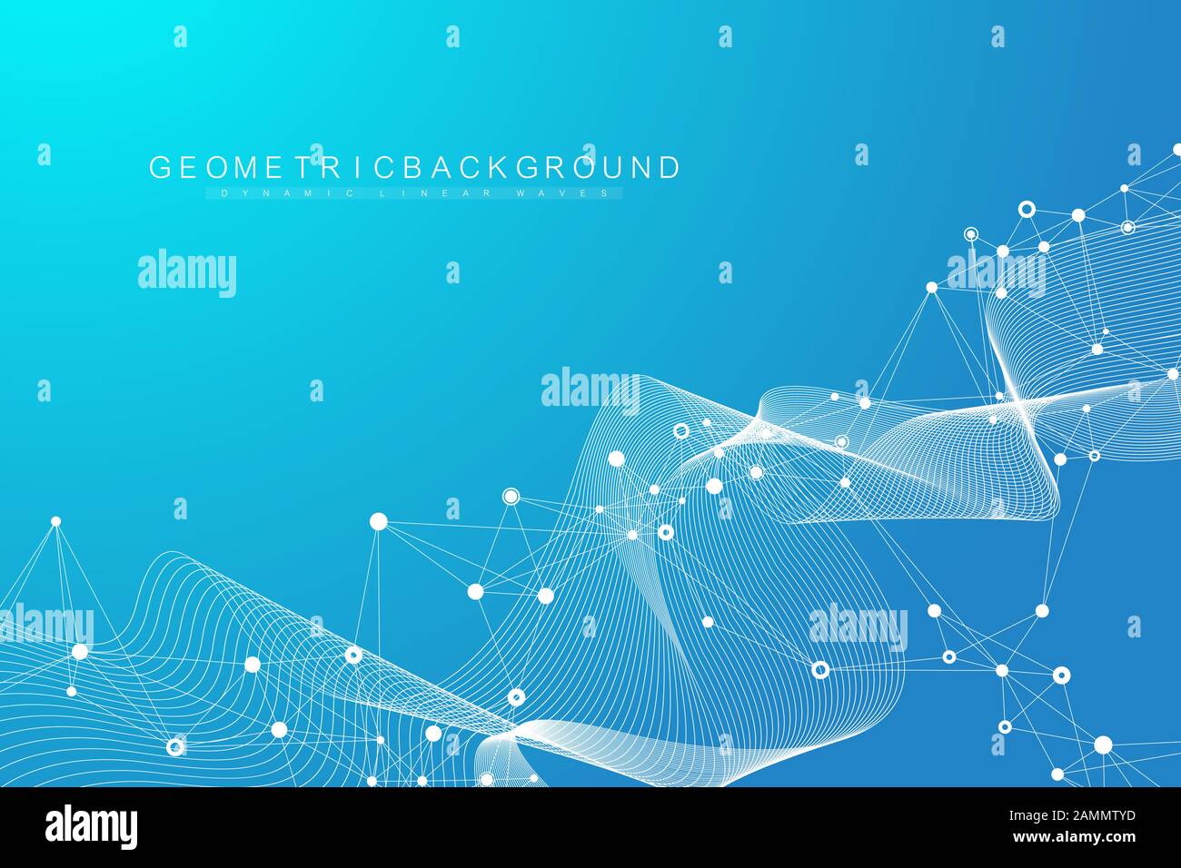 Abstract dynamic motion lines and dots background with colorful particles. Digital streaming ...