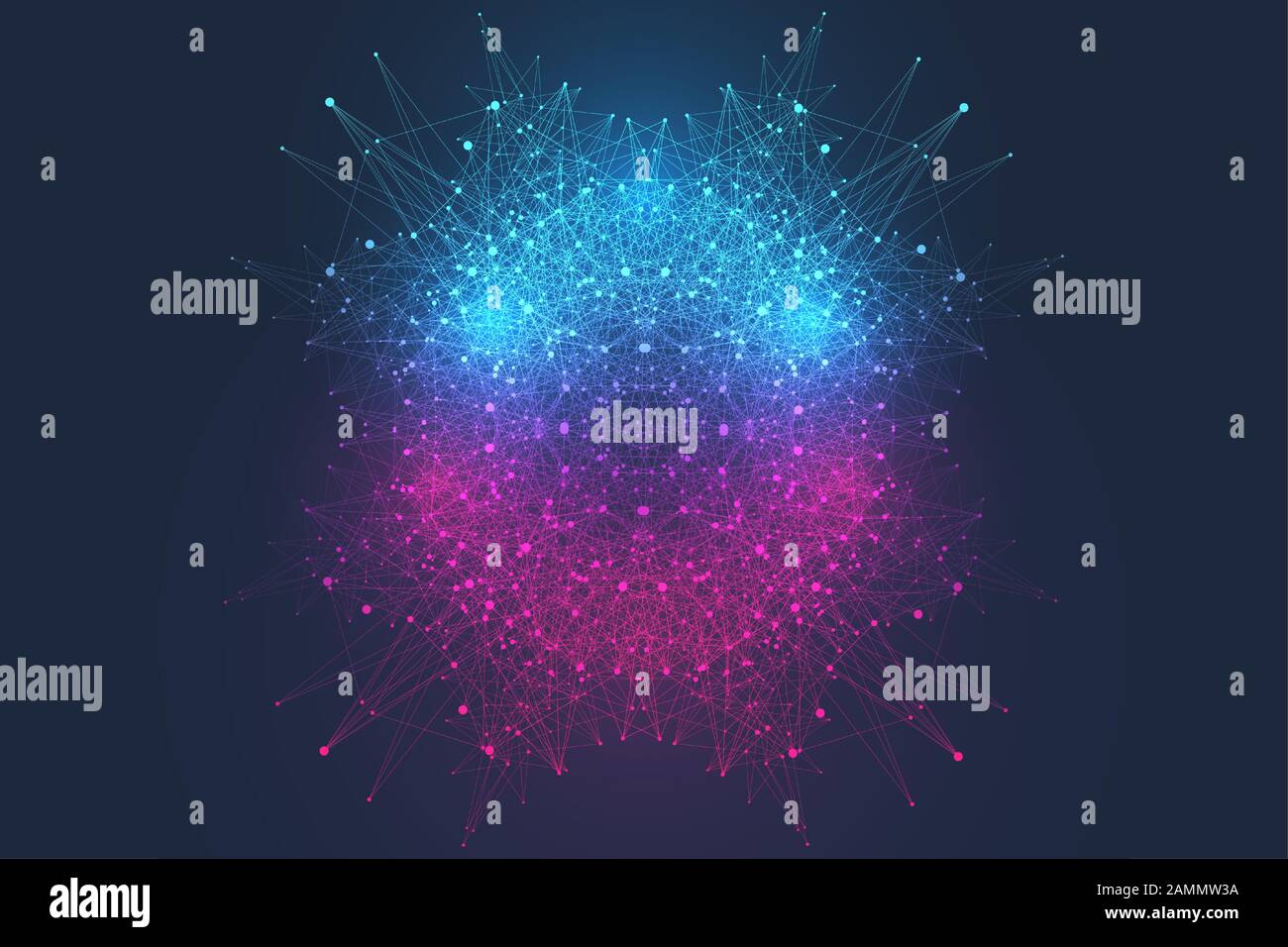 Scientific vector illustration quantum computer technology. Plexus ...