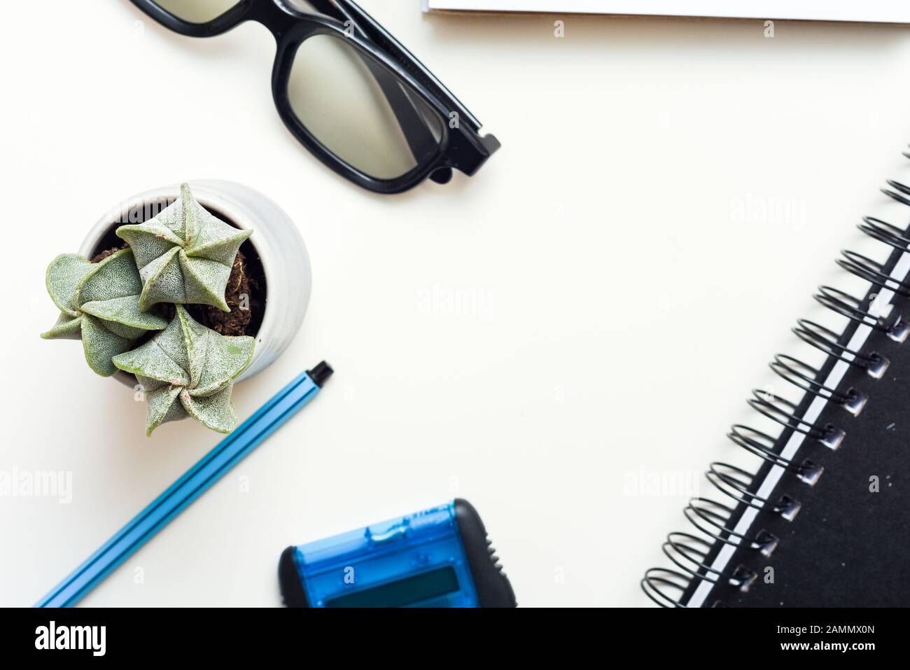 Calculating tax return numbers and figures on office desk concept for ...