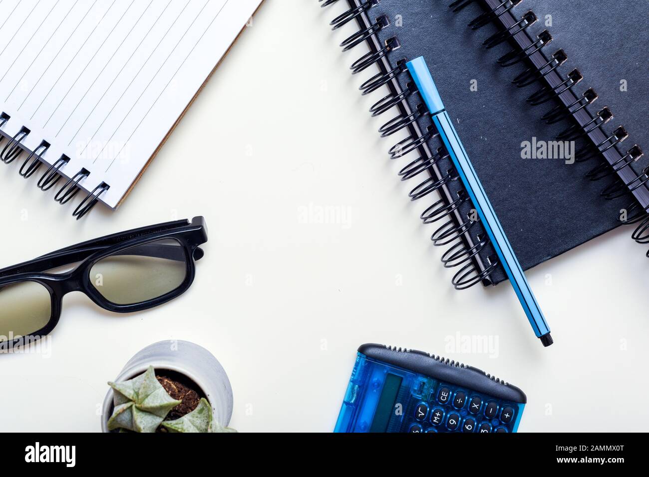 Calculating tax return numbers and figures on office desk concept for ...