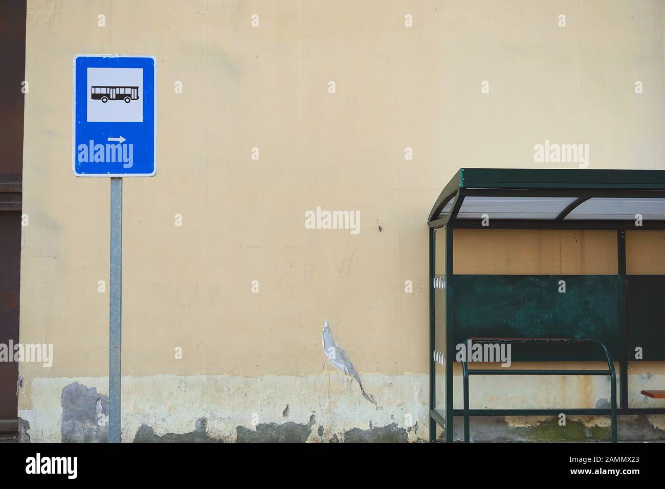 Bus stop traffic signal on the street in Bilbao city Spain Stock Photo ...